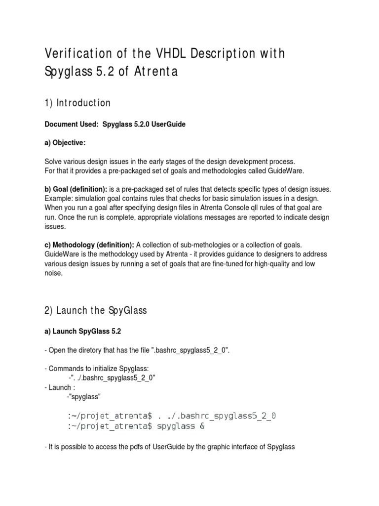 Verification of VHDL Design with Spyglass 5.2 | PDF | Command Line Interface | Computing