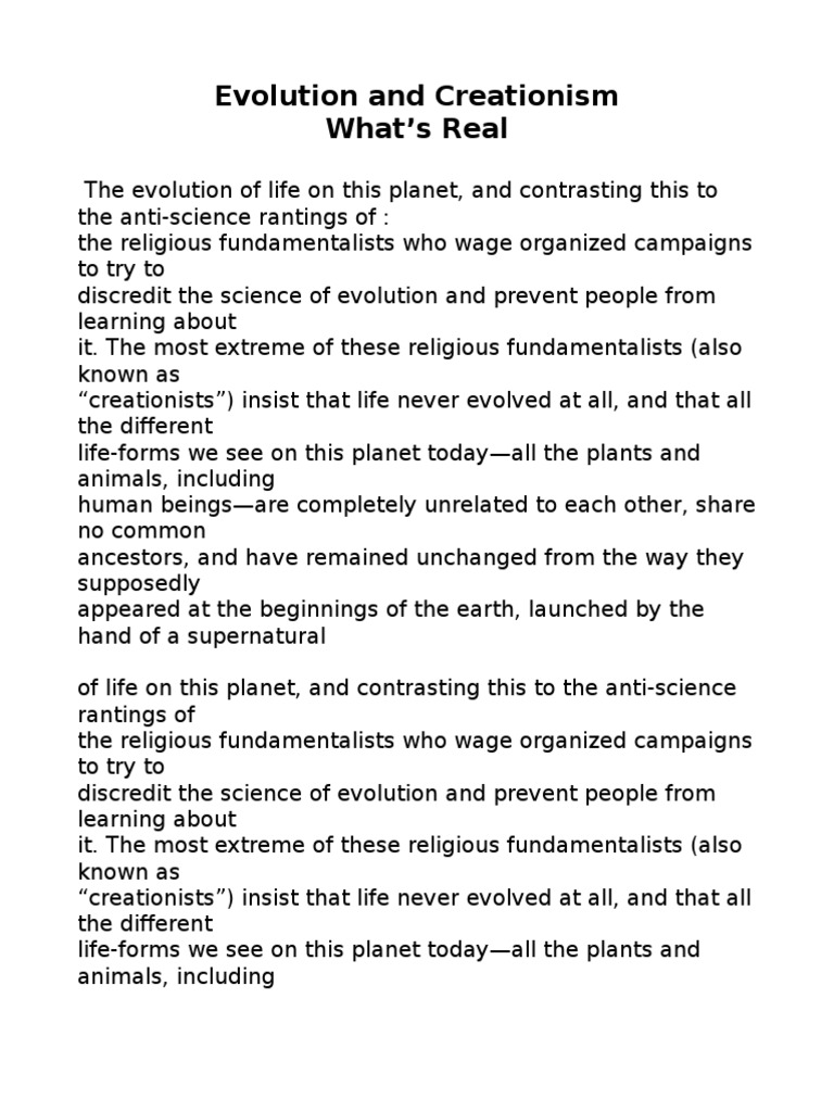 Evolution and Creationism | PDF | Creationism | Intelligent Design