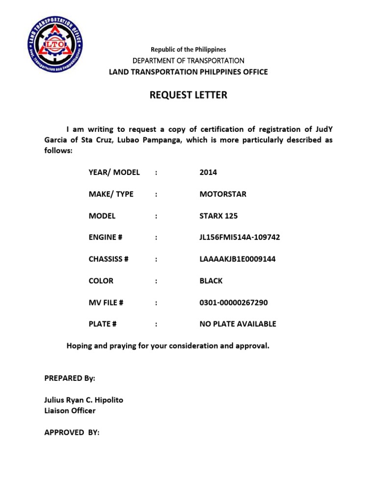 Letter of Request For Orcr | PDF