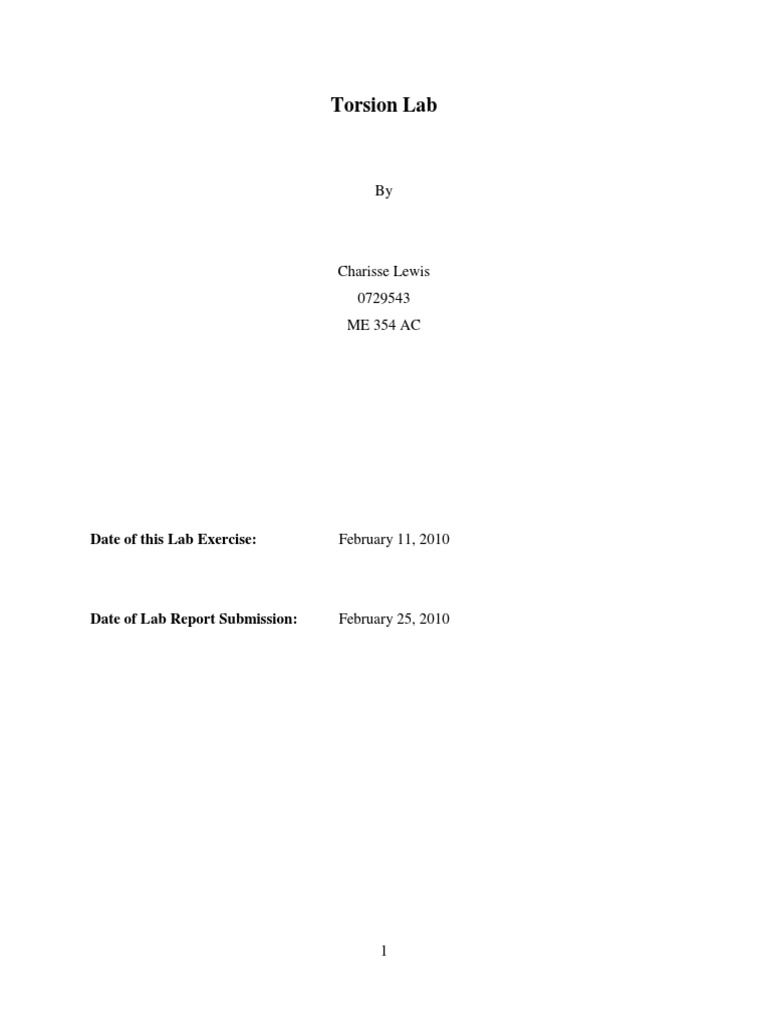 Torsion Lab: Date of This Lab Exercise | PDF | Fracture | Strength Of ...