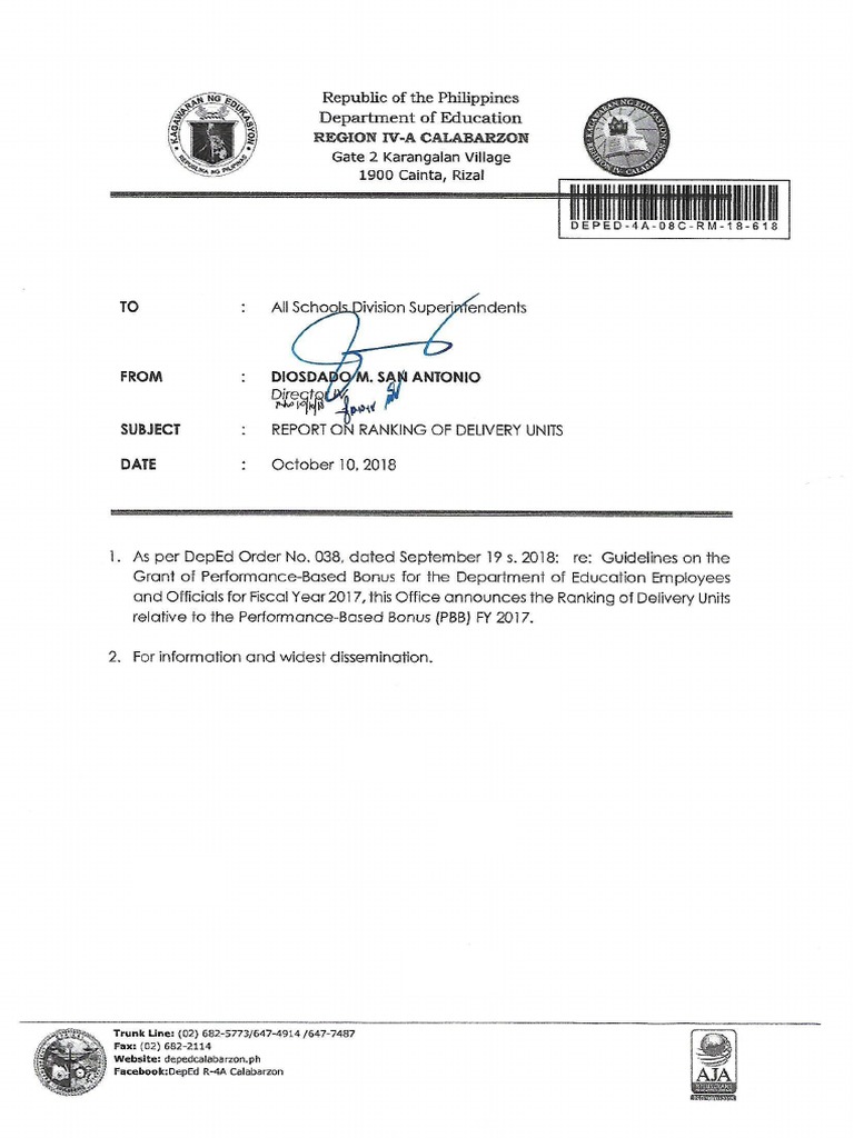 Regional Memorandum No. 618 s.2018 PDF | PDF