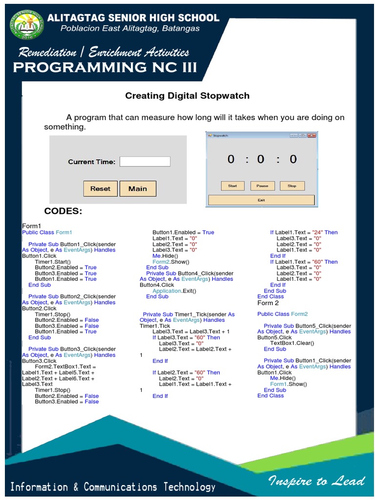 Activities Programming | PDF | Visual Basic .Net | Computer Programming