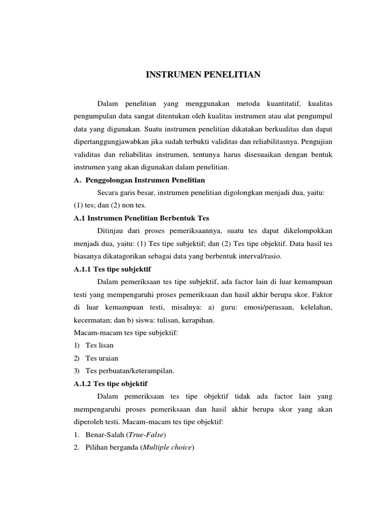 Contoh Validitas Dan Reliabilitas | PDF