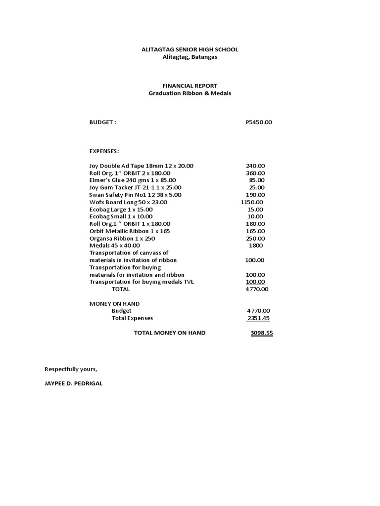 Financial Report Invitation Grad | PDF