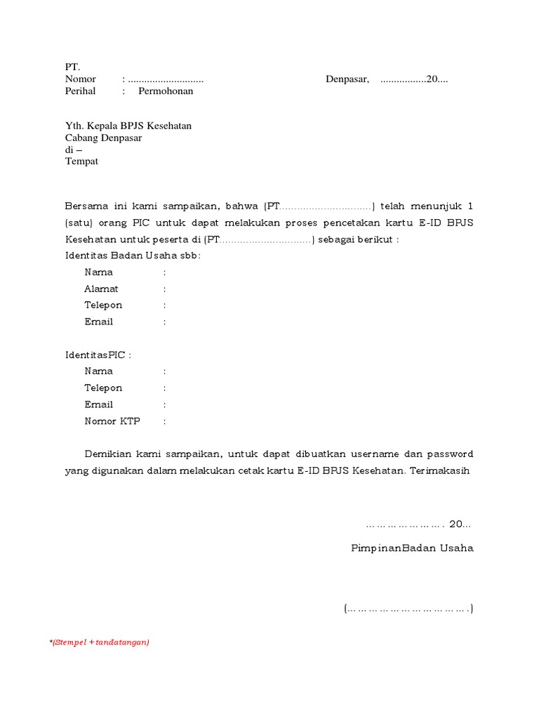 Contoh Surat Penunjukan Pic E-Id. | PDF