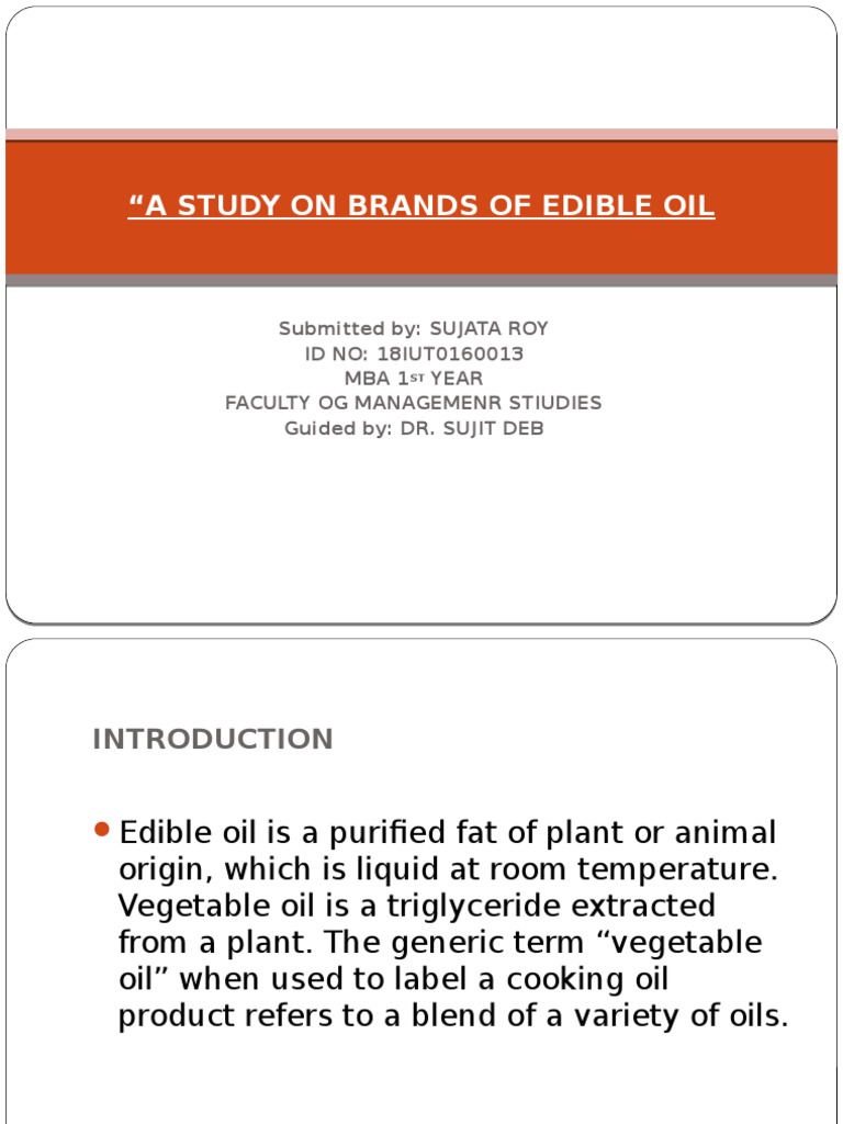 "A Study On Brands of Edible Oil | PDF