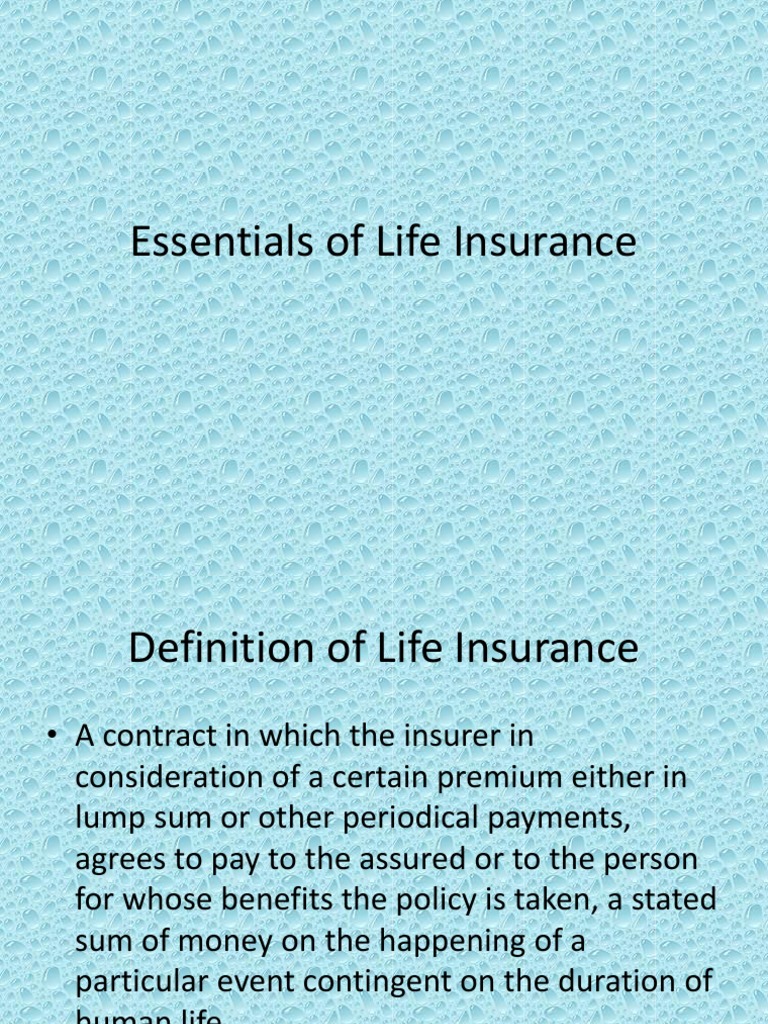 Essentials of Life Insurance | PDF | Life Insurance | Insurance