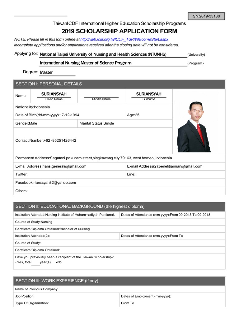 Application Form ICDF | PDF | Nursing | Diploma