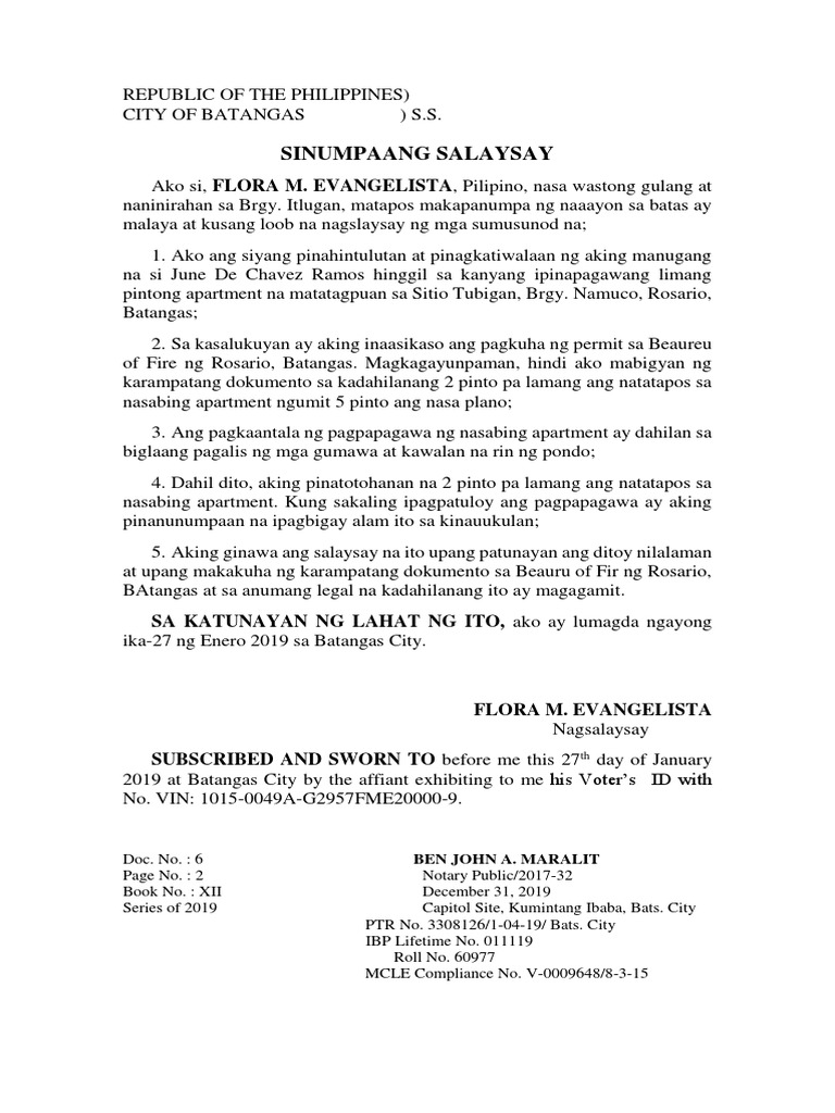 Sinumpaang Salaysay | PDF