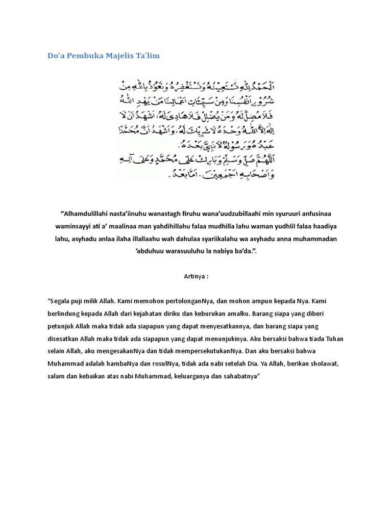 Doa Pembuka Majelis | PDF