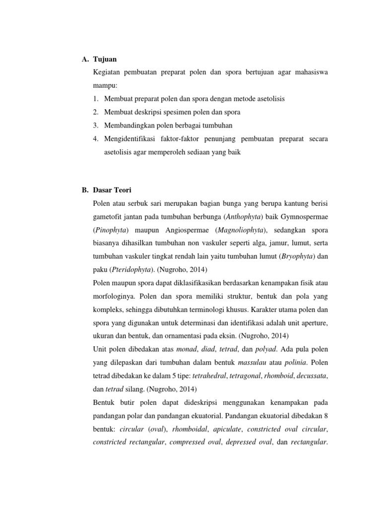 Pembuatan Preparat Polen Dan Spora Secara Asetolisis | PDF
