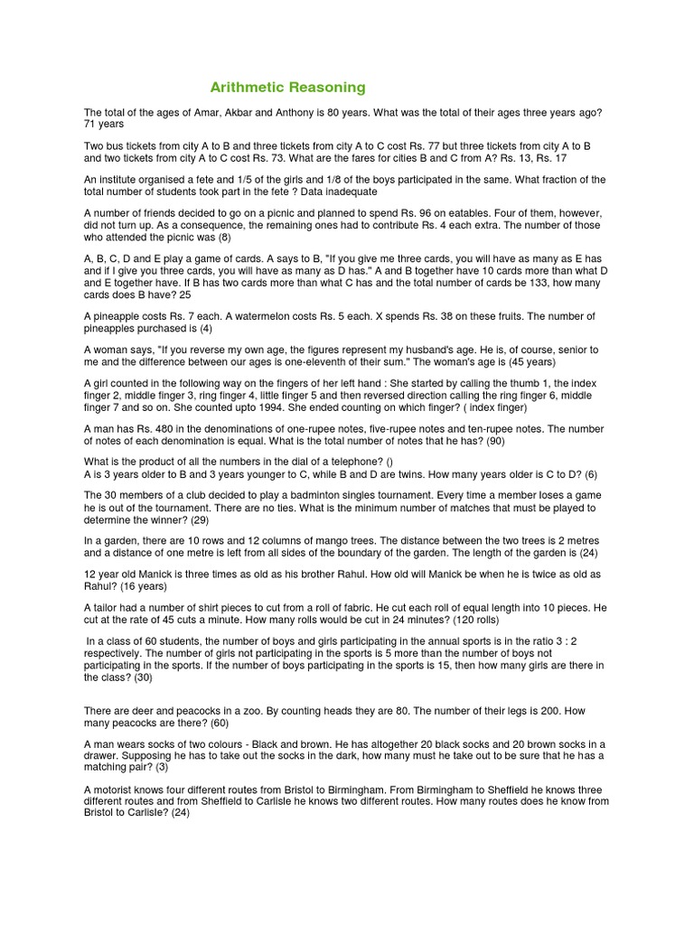 Arithmetic Reasoning | PDF | Books