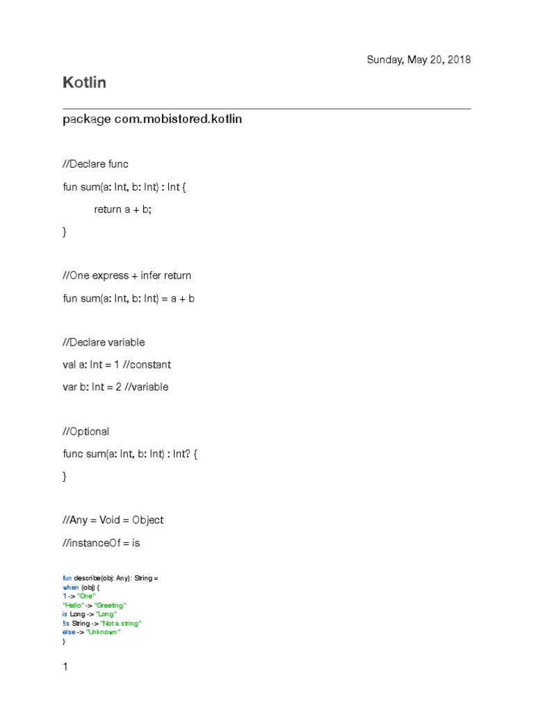 Kotlin Function Examples Guide | PDF