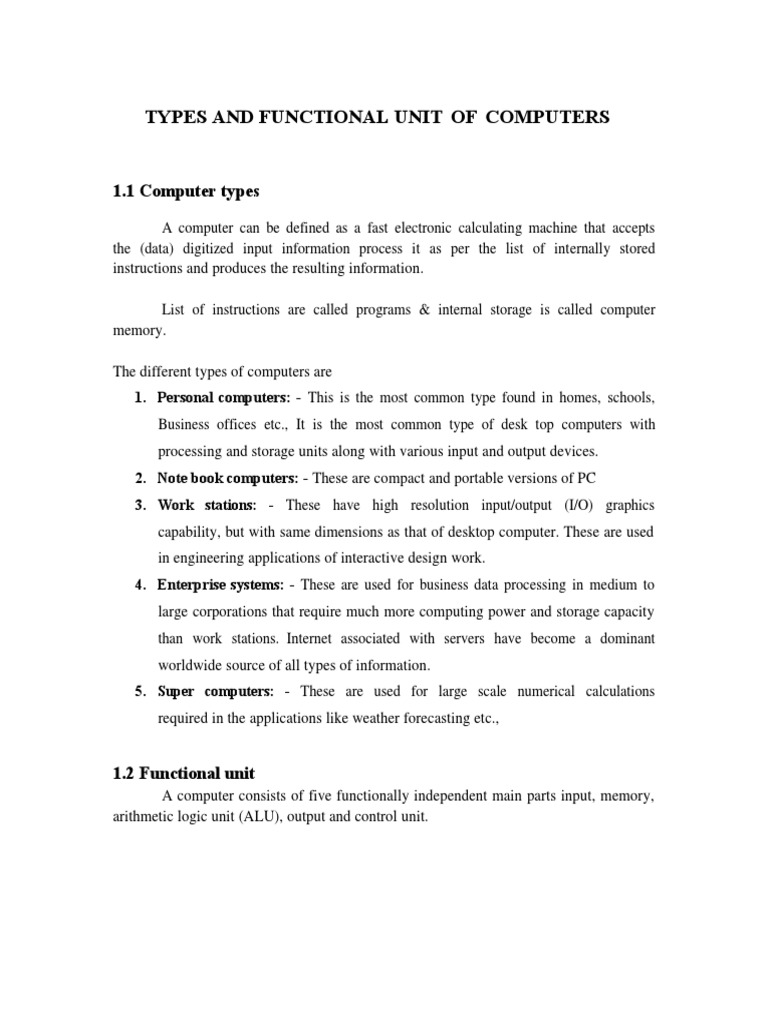 Types and Functional Unit of Computers | PDF | Random Access Memory ...