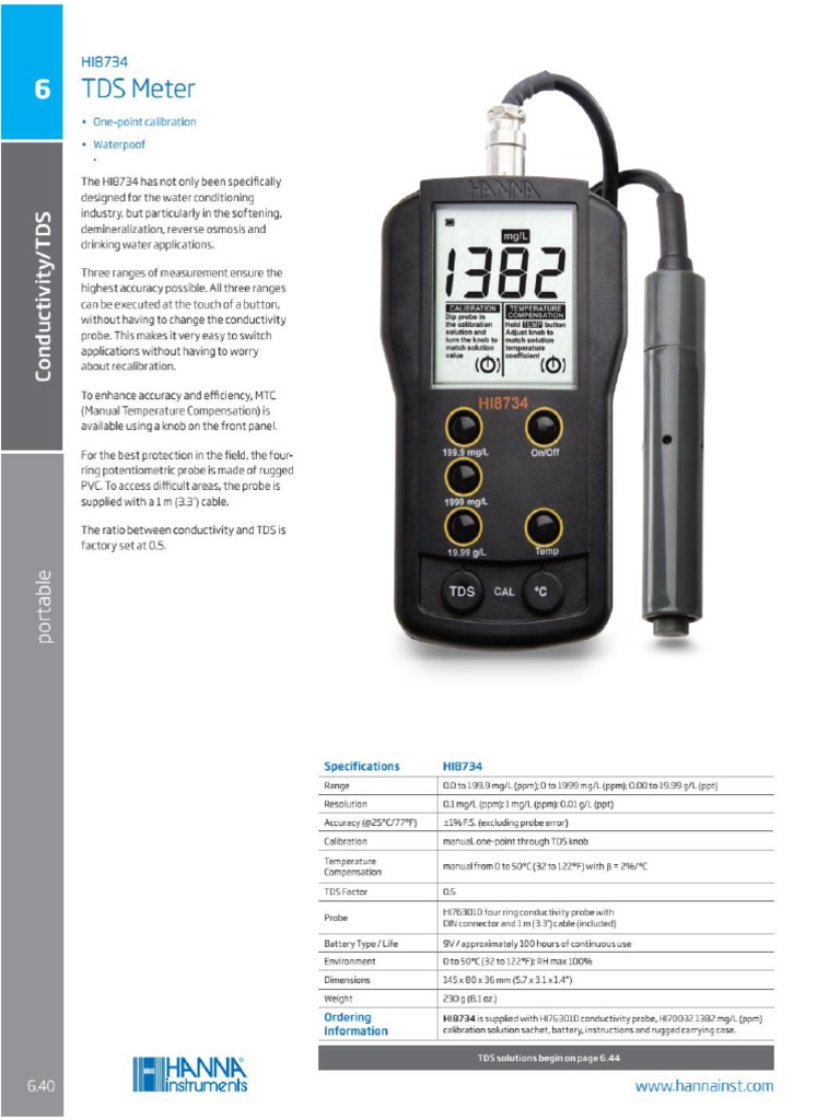 Hanna Instruments HI 8734 | PDF