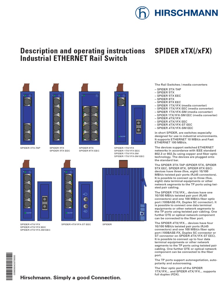 Hirschmann Description and Operating Instructions SPIDER | PDF ...