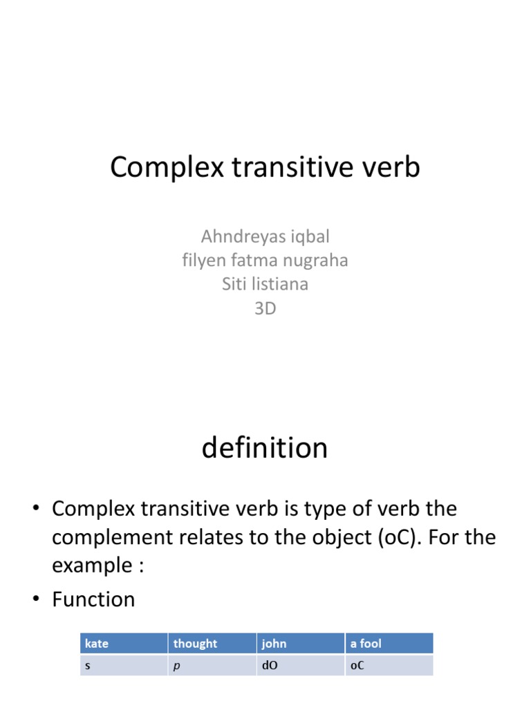 Complex Transitive Verb | PDF | Phrase | Verb