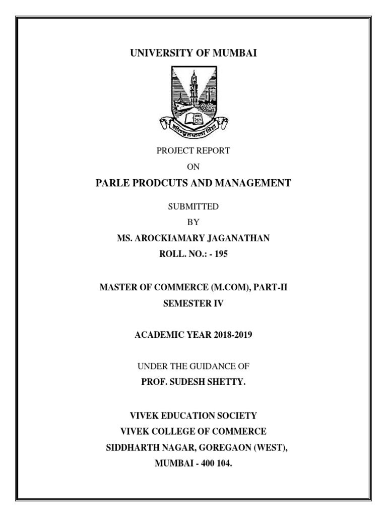 University of Mumbai: Project Report ON | PDF | Business