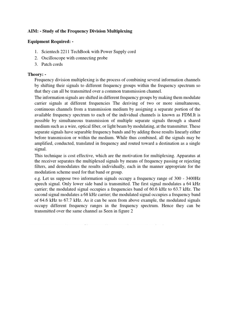 Study of Frequency Division Multiplexing (FDM | PDF | Modulation ...