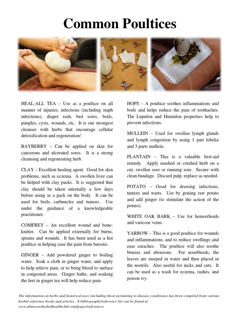 Home Remedies for Common Ailments Using Healing Poultices | PDF | Wound ...