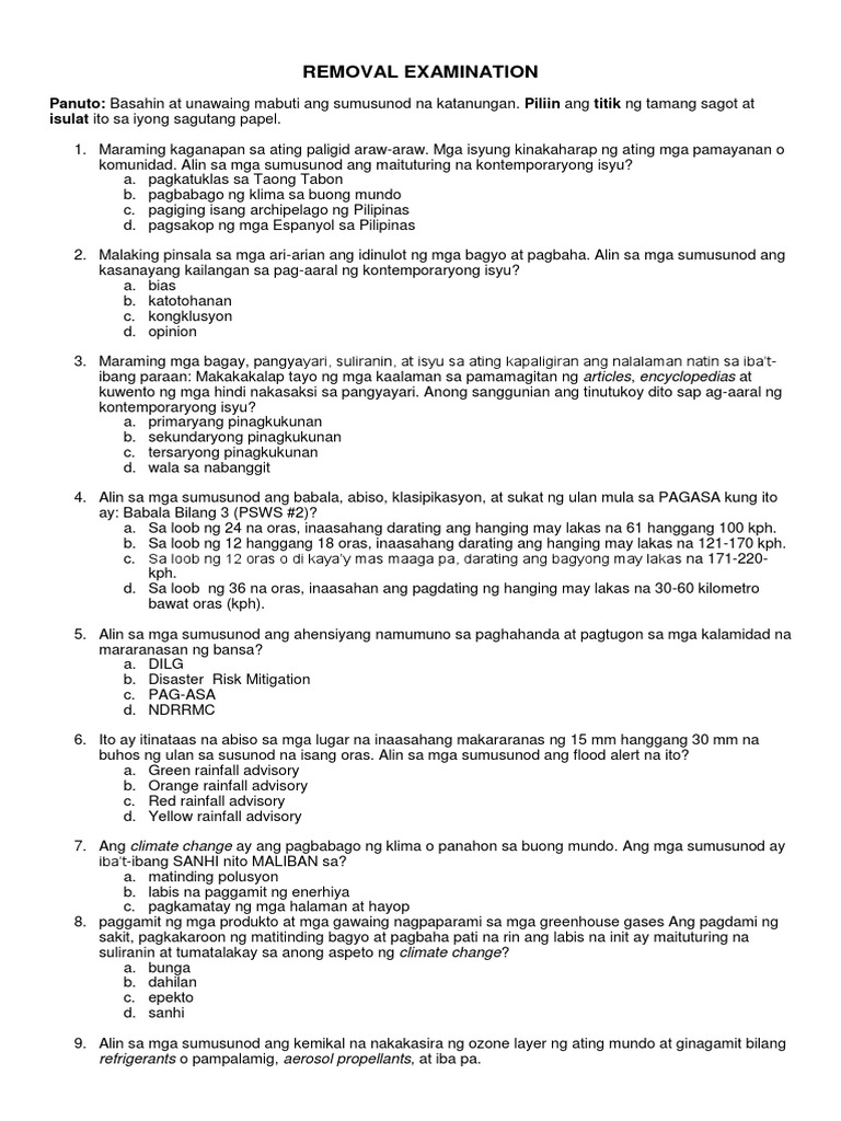 Removal Examination | PDF