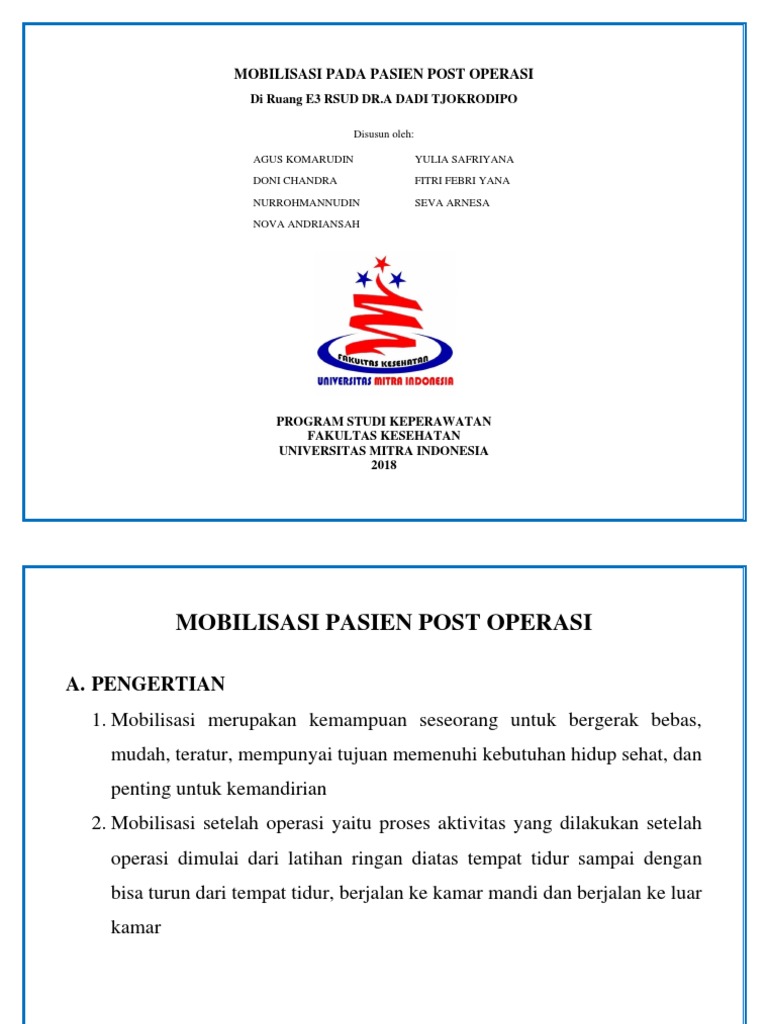 Mobilisasi Pada Pasien Post Operasi | PDF