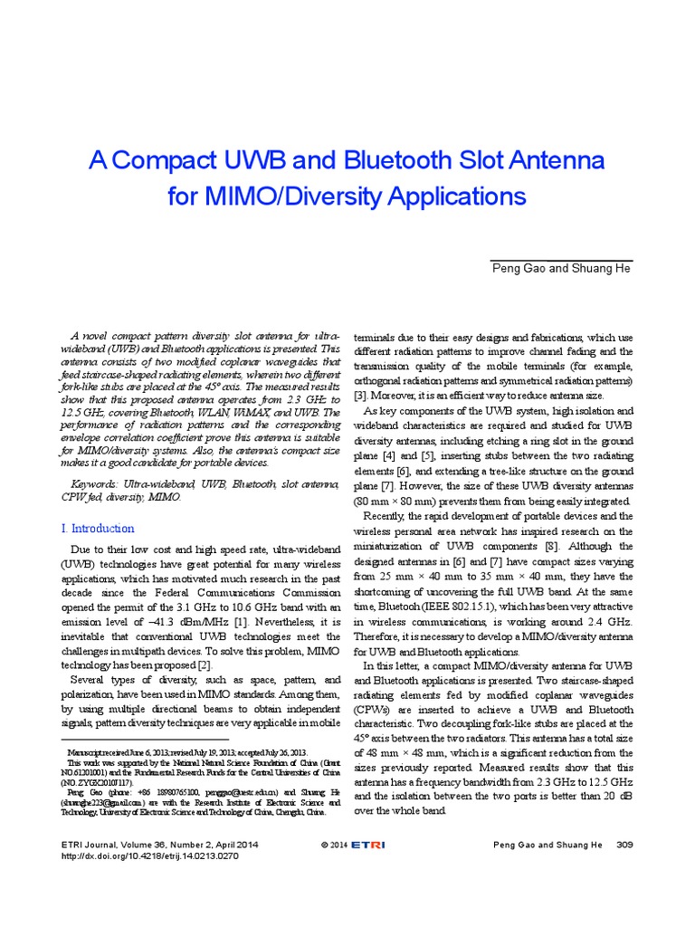 MIMO Antenna Design | PDF | Ultra Wideband | Mimo