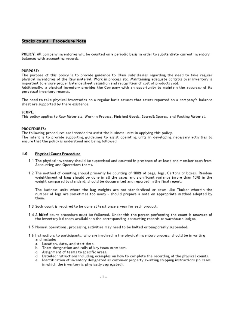 Stocks - Physical Verification Guidance Note | PDF | Inventory | Business