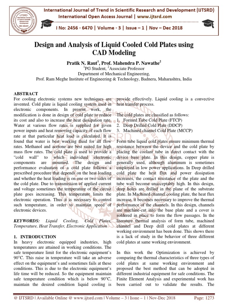 Cold Plate Design and Thermal Analysis | PDF | Heat Transfer | Heat