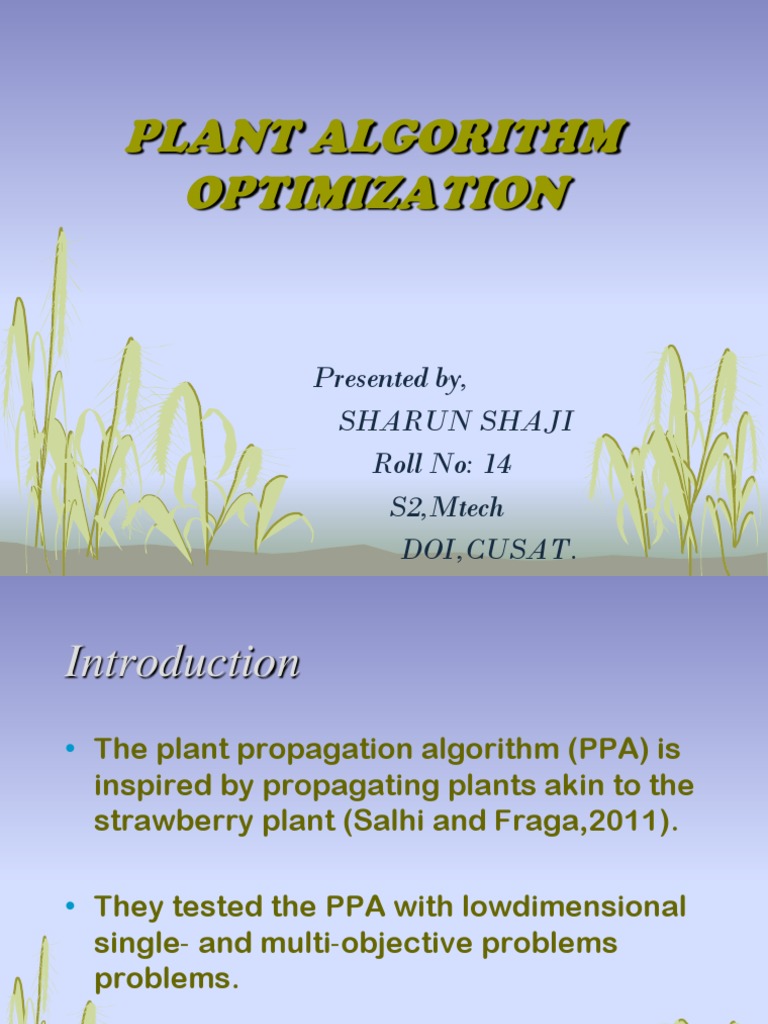 Plant Propagation Algorithm Guide | PDF