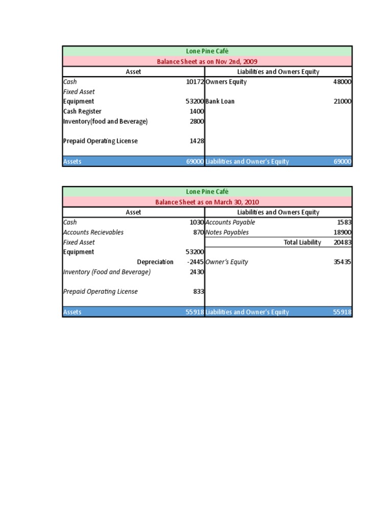 Lone Pine Cafe | PDF | Balance Sheet | Equity (Finance)
