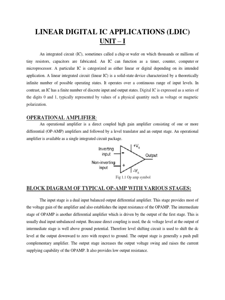 Linear Digital IC Applications Overview | PDF | Amplifier | Operational ...