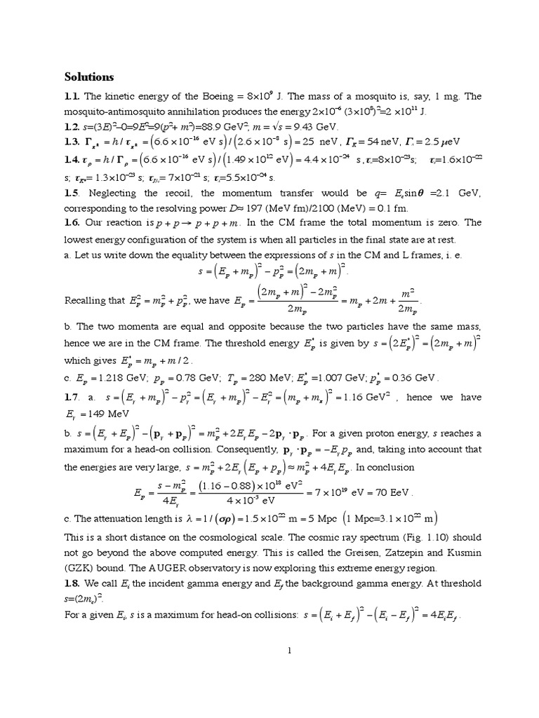 Solutions: 1.1. The kinetic energy of the Boeing = 8×10 1.2. s= (3E) 1.3. Γ 1.4.τ | PDF ...