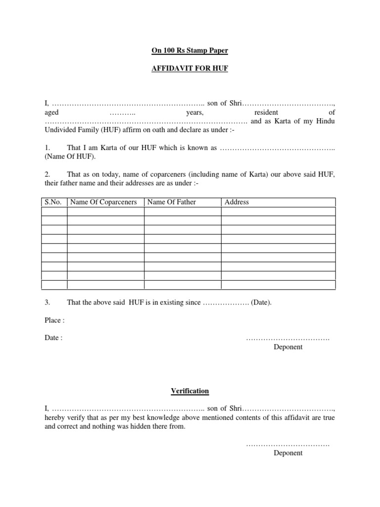 Affidavit For Huf PDF | PDF | Affidavit | Legal Documents