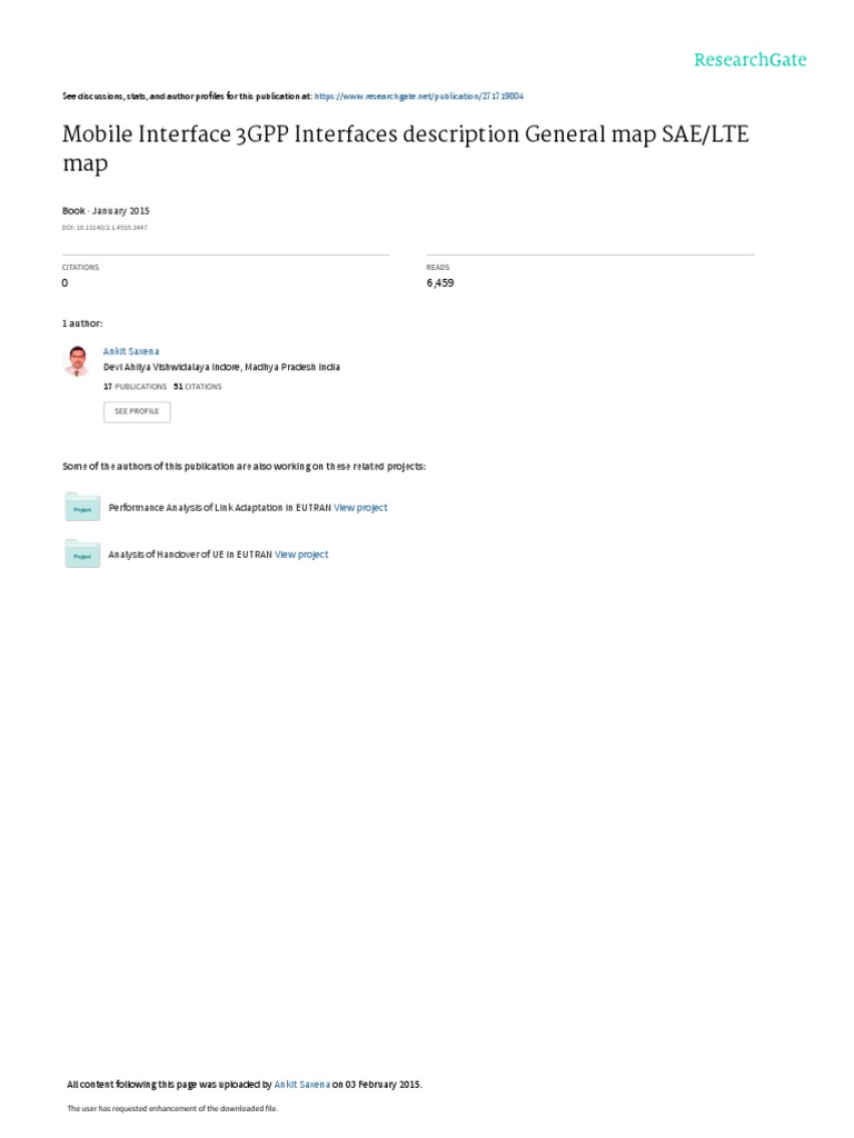 Mobile Interface 3GPP Interfaces Description General Map SAE/LTE Map ...