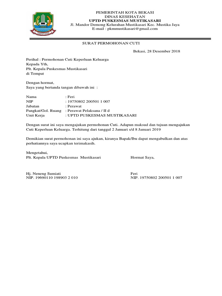 Surat Cuti Melahirkan | PDF
