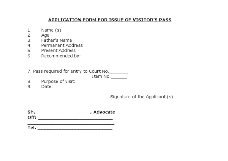 Entry Pass Form DHC PDF | PDF
