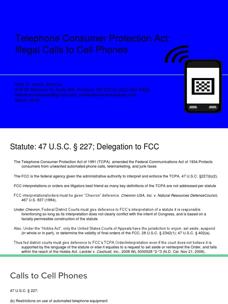 Telephone Consumer Protection Act Illegal Calls To Cell Phones LC ...