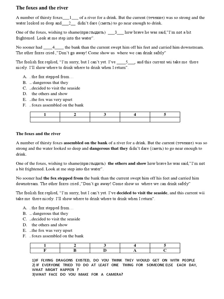 Thirsty Foxes and a Strong Current | PDF