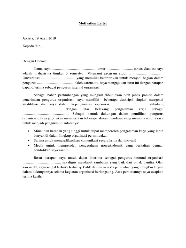 Contoh Motivation Letter | PDF