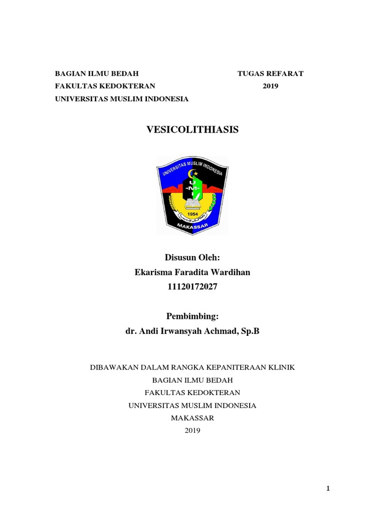 Vesikolithiasis Refarat Bedah | PDF | Kesehatan Holistik