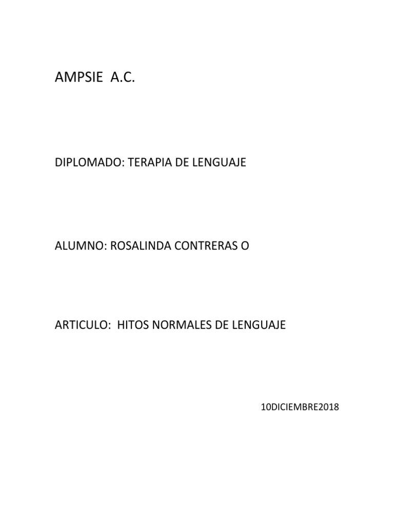 Ampsie A Hitos Normales Lenguaje | PDF | Neurociencia | Cognición
