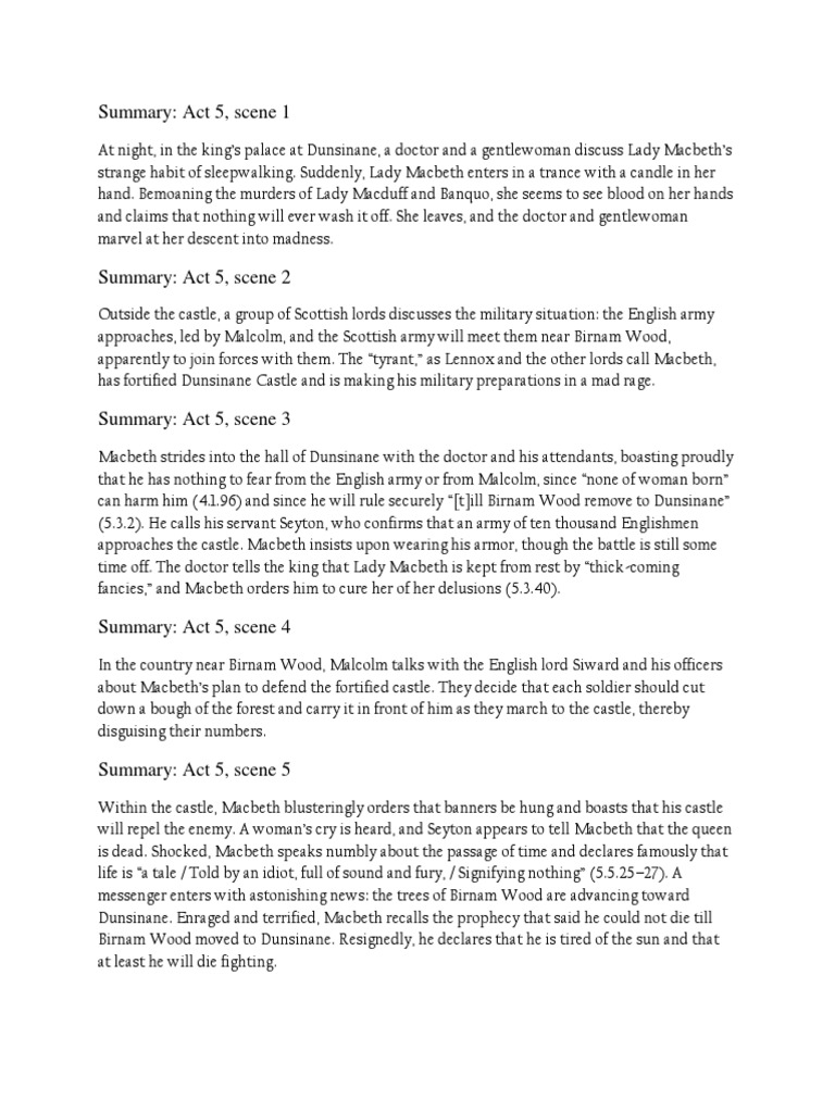 Summary of Macbeth | PDF | Macbeth | Shakespearean Tragedies