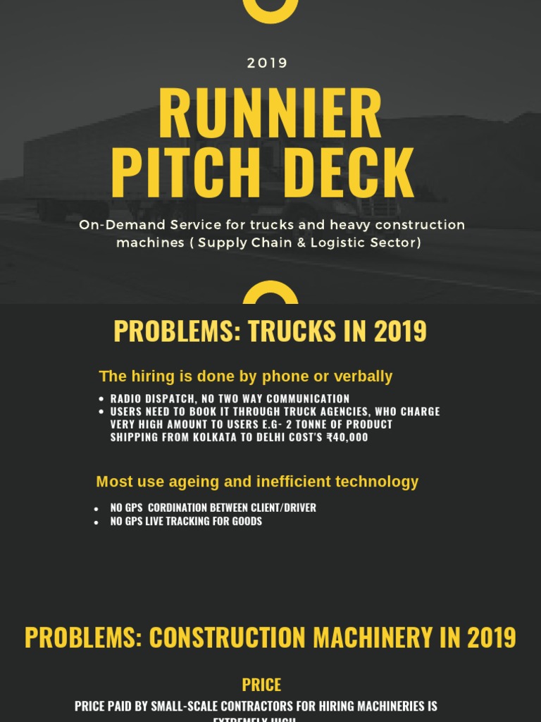 Runnier Pitch Deck | PDF | Heavy Equipment | Truck