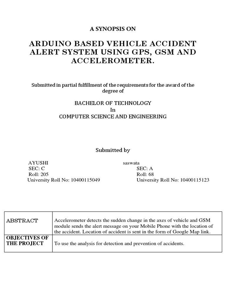 Arduino Based Vehicle Accident Alert System Using GPS, GSM and ...