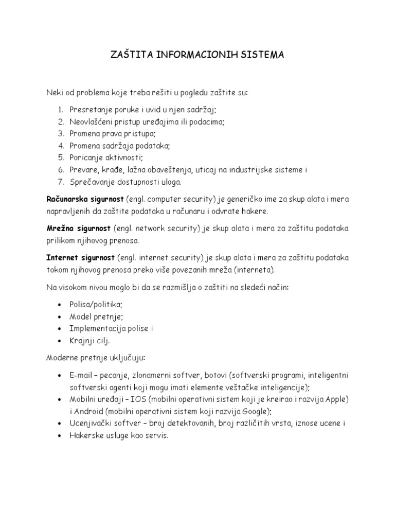 Zaštita Informacionih Sistema PDF | PDF