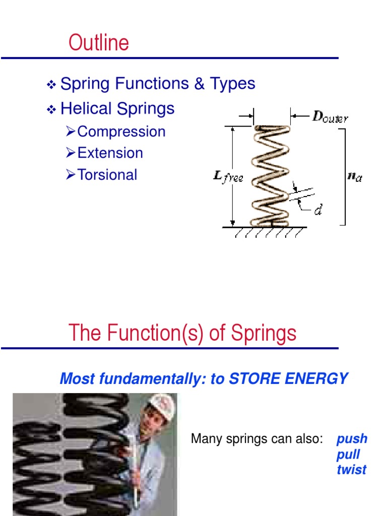 Outline: Spring Functions & Types Helical Springs | PDF | Strength Of ...