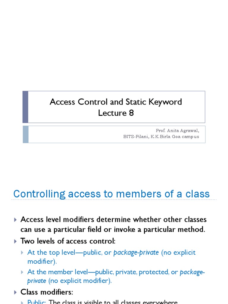 Access Control and Static Keyword in JAVA | PDF | Class (Computer Programming) | Method ...