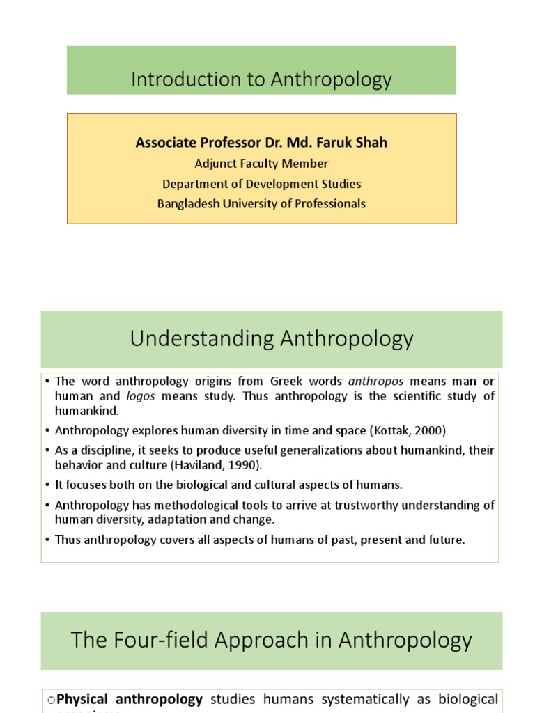 Introduction To Anthropology: Associate Professor Dr. Md. Faruk Shah ...