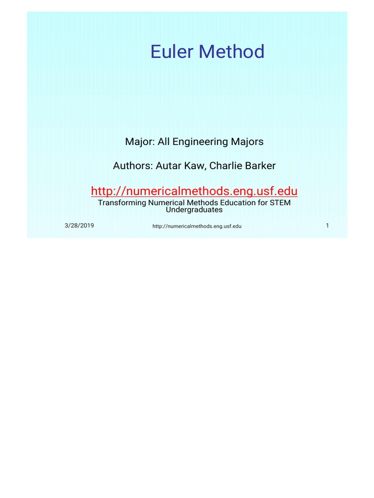 Mws Gen Ode PPT Euler | PDF | Ordinary Differential Equation | Equations